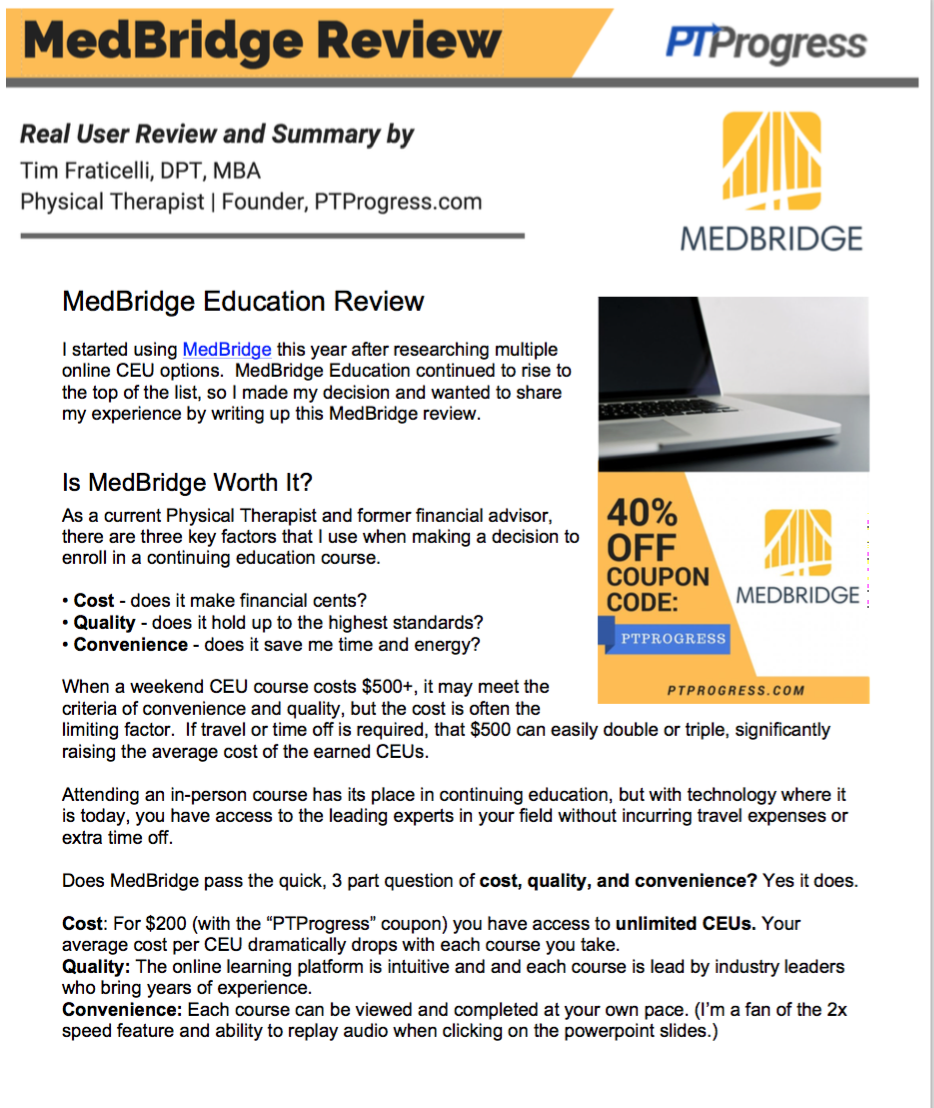 MedBridge Review and MedBridge Promo Code ($150 OFF)