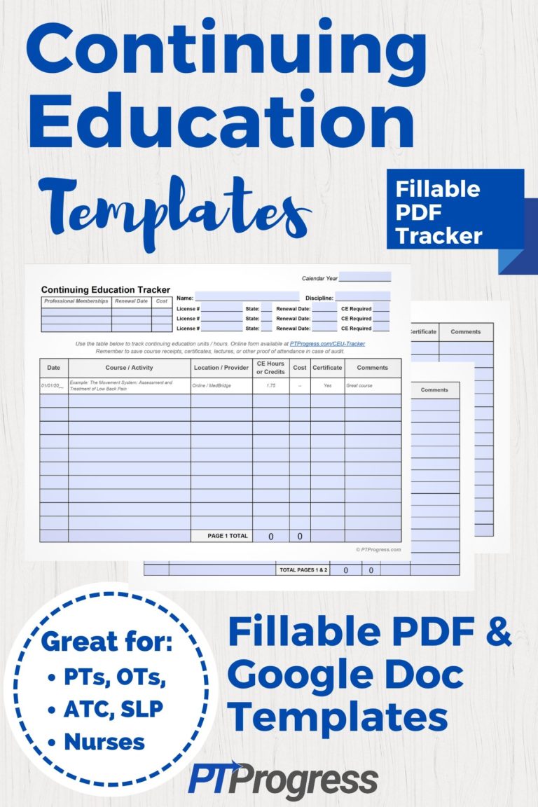 CEU Tracker: A Fillable Template to Track Continuing Education